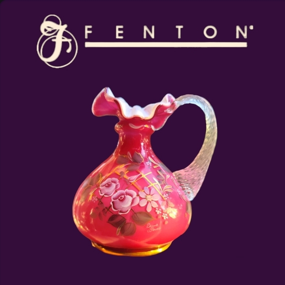Fenton Art Glass | Art | Fenton Wild Rose Overlay Pitcher Limited ...